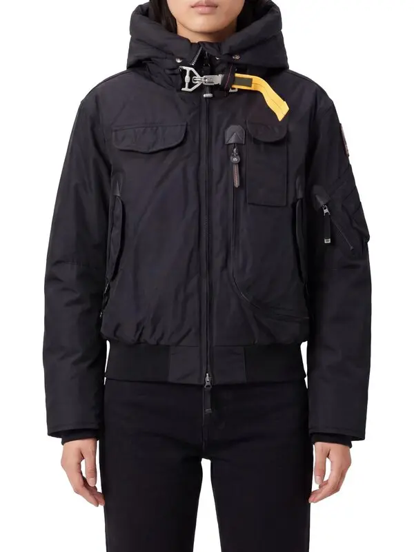 PARAJUMPERS Gobi Recycled Nylon Bomber Jacket With Hood And Hook - Black