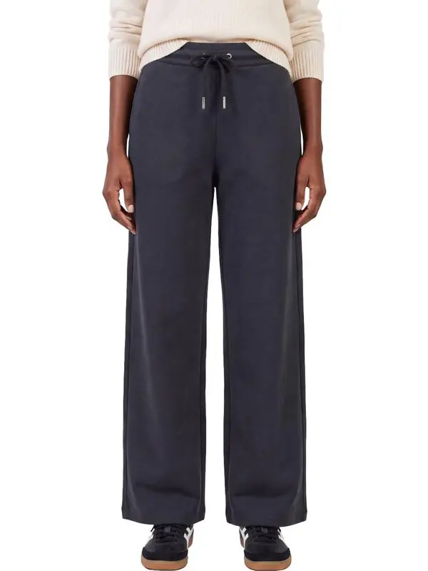 AMI Paris Wide Leg Cotton Jogging Trousers With Rear Embroidered Monogram - Black