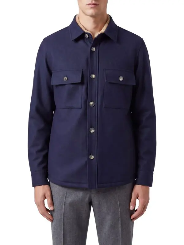 JACOB COHЁN Wool Shirt Jacket With Patch Pockets And Buttons - Blue