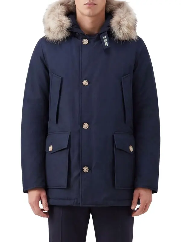 Woolrich Arctic Cotton And Nylon Parka With Shearling Hood - Blue