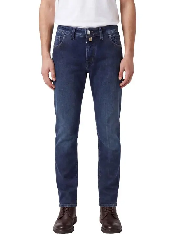 JACOB COHЁN Slim Fit Five-pocket Cotton Denim Jeans - Blue