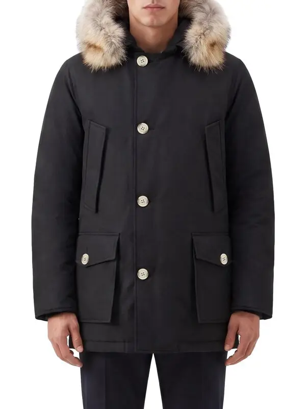 Woolrich Arctic Technical Fabric Parka With Shearling Hood - Black