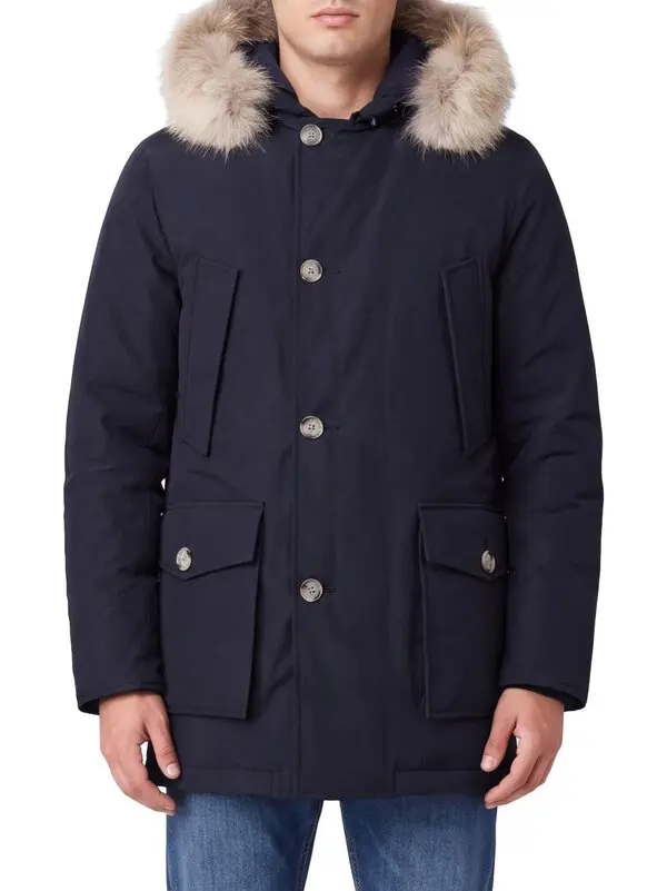 Woolrich Arctic Technical Fabric Parka With Shearling Hood - Blue