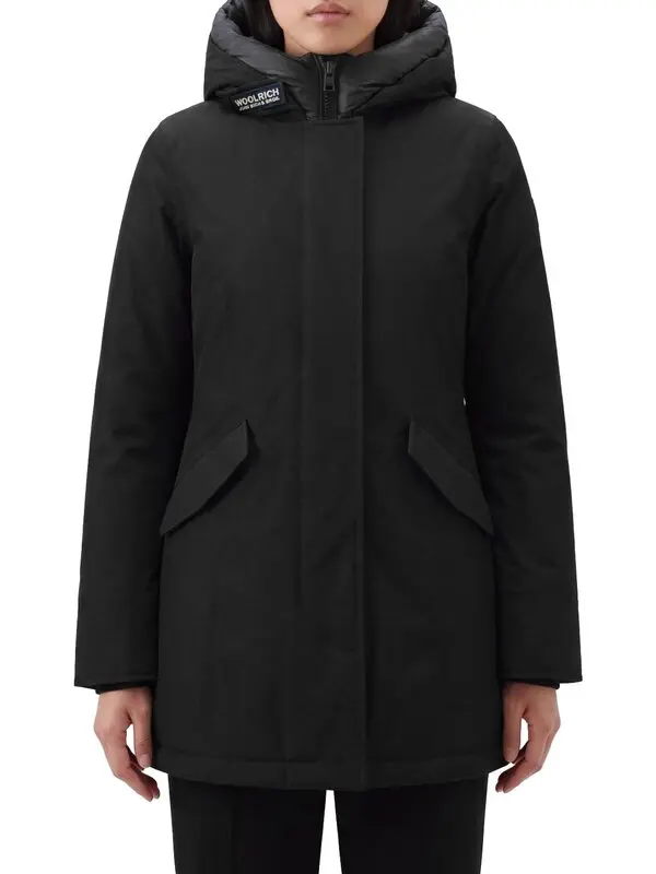 Woolrich Arctic Cotton And Nylon Parka With Padded Hood - Black