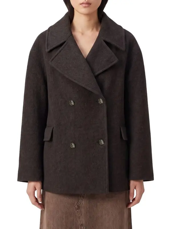 Loulou De Saison Short Double-breasted Wool And Cashmere Coat With Dropped Shoulders - Brown