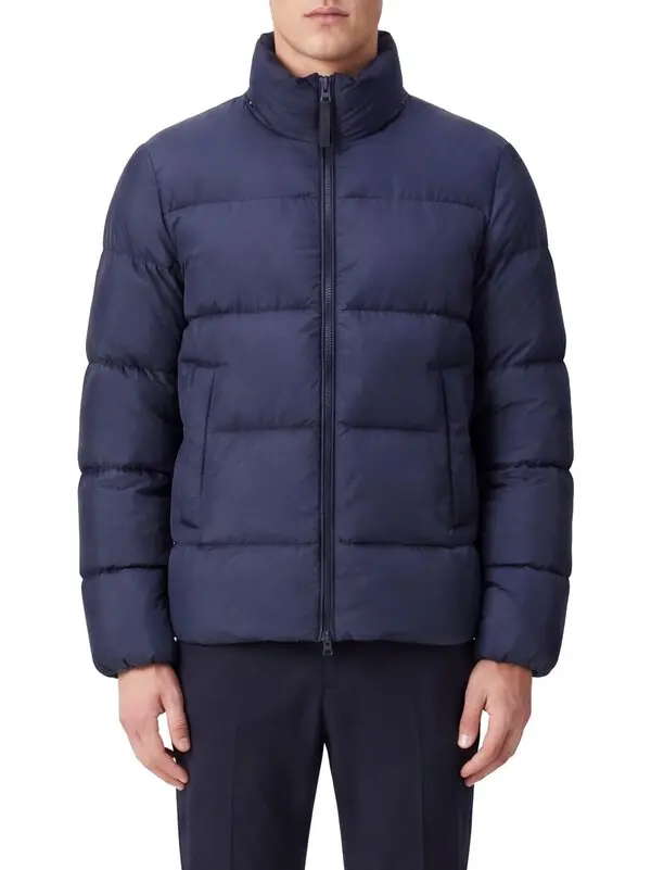 Woolrich Quilted Nylon Down Jacket With High Neck And Zip Closure - Blue