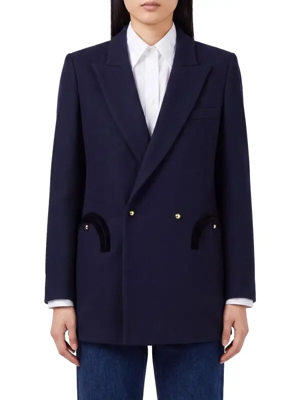 BLAZÉ MILANO Double-breasted Wool Blazer With Peak Lapels - Navy