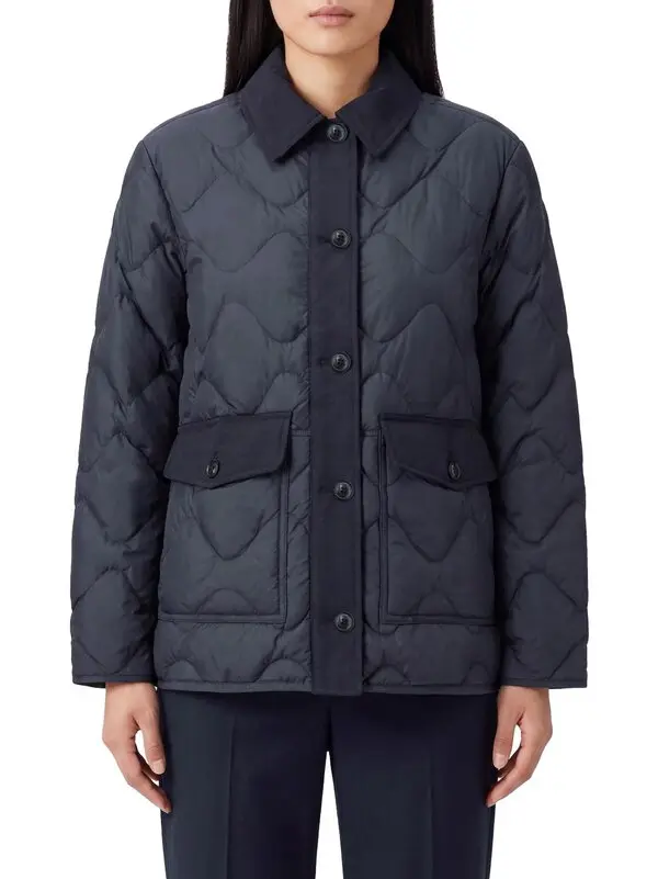 Woolrich Polyester Down Jacket With Classic Collar And Patch Pockets - Grey