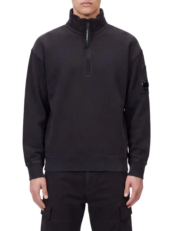 C.P. COMPANY Cotton High Neck Half-zip Sweatshirt - Black
