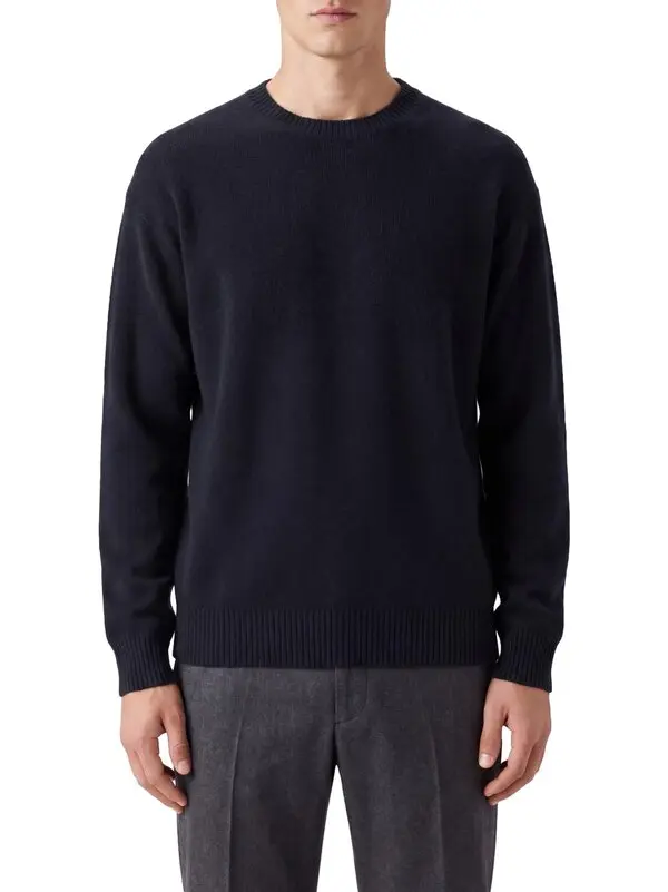 LANEUS Cashmere And Silk Crewneck Jumper With Dropped Shoulders - Black