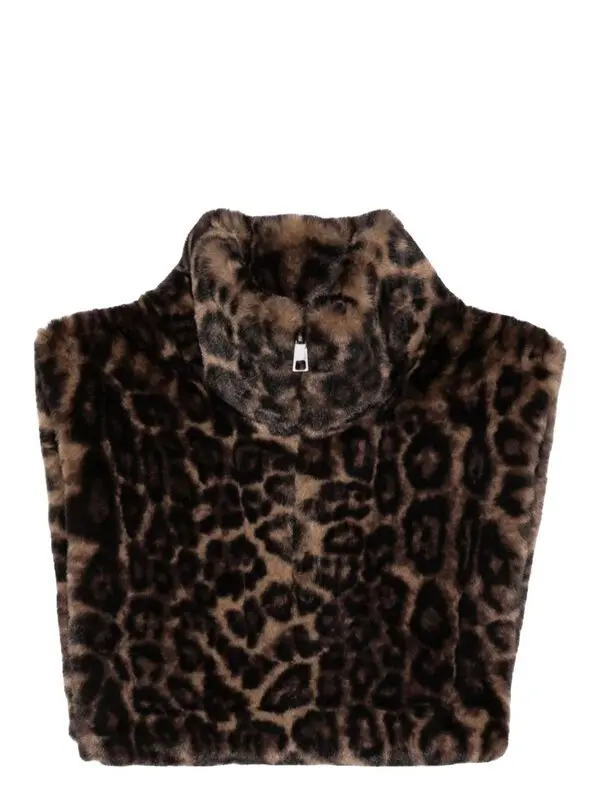 Apparis High-neck Snood In Animal Print Faux Fur With Zip Closure - Multicolor