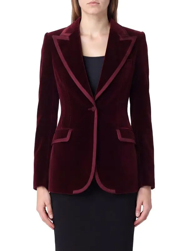 Dolce & Gabbana Single-breasted Cotton And Silk Velvet Blazer With Peak Lapels - Red