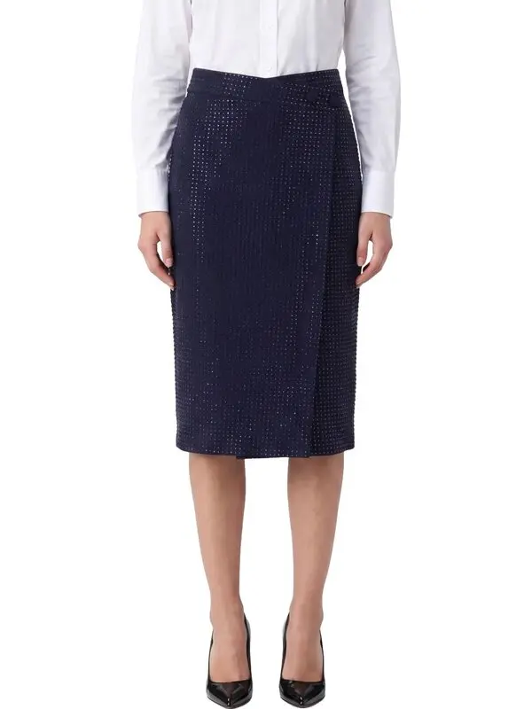 Pinko Rhinestone-embellished Crêpe Midi Wrap Skirt - Blue