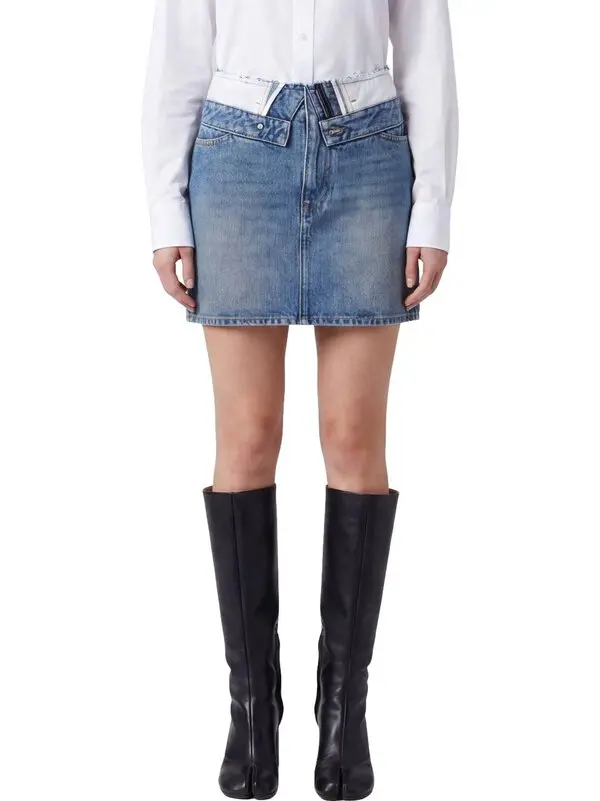 MAISON MARGIELA High-waisted Cotton Denim Pencil Mini Skirt - Blue
