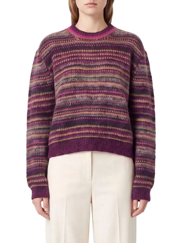 Isabel Marant Étoile Multicolour Striped Mohair-blend Crewneck Jumper - Violet