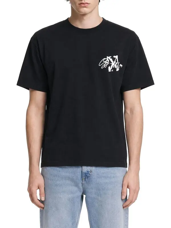 Off-White Arrow Logo Print Cotton Crewneck T-shirt - Black