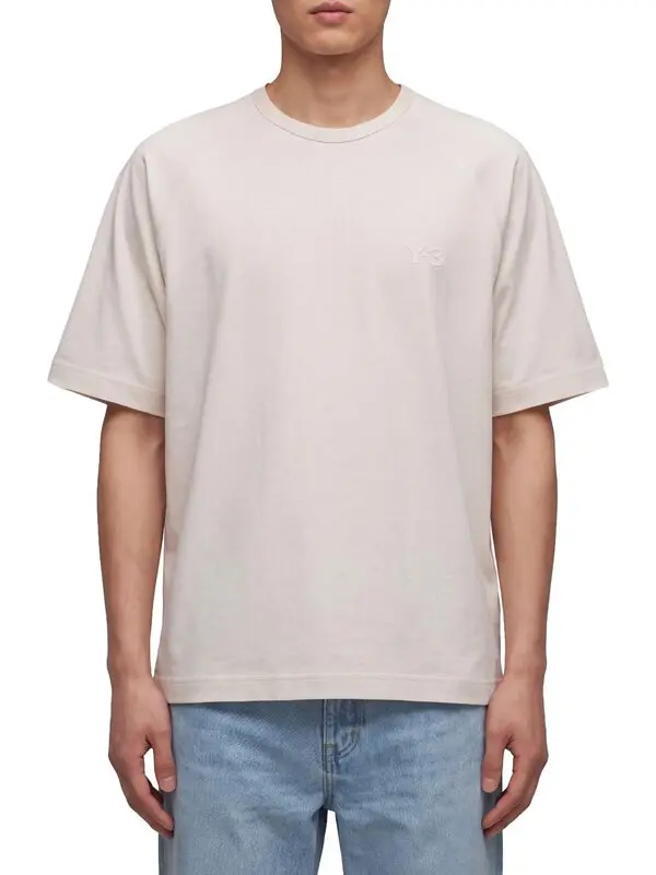 Y3 Crewneck Cotton T-shirt With Dropped Shoulders - White