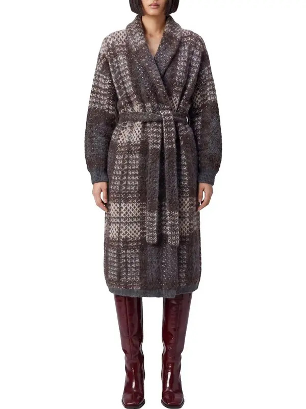 Brunello Cucinelli Check Mohair And Cashmere Robe Coat - Ivory