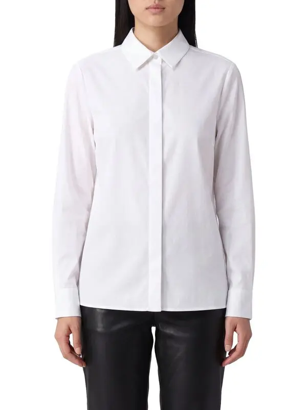 LARDINI Slim Fit Cotton Shirt With French Collar And Concealed Placket - White