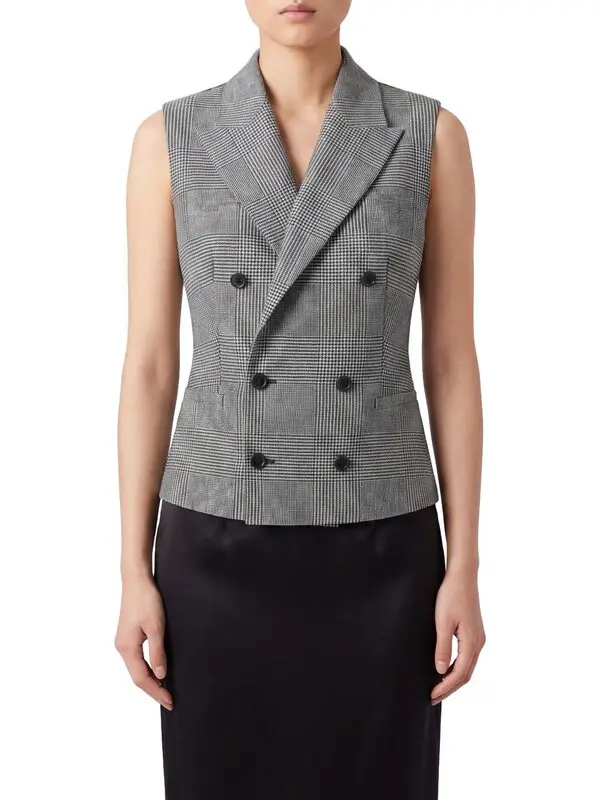 Dolce & Gabbana Double-breasted Houndstooth Wool Tailored Waistcoat - Grey