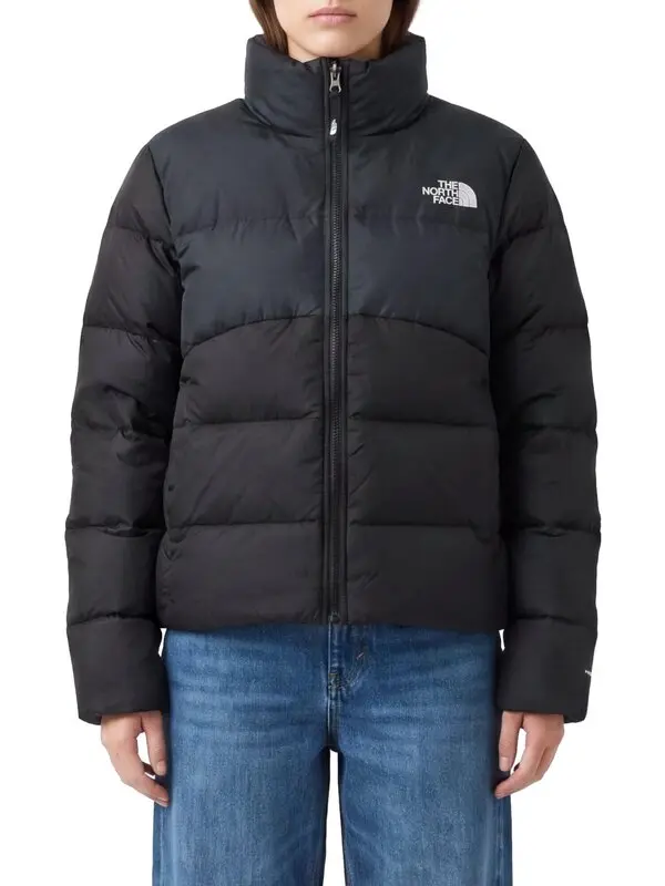 The North Face Water-repellent Cropped Puffer Jacket With Funnel Neck - Black
