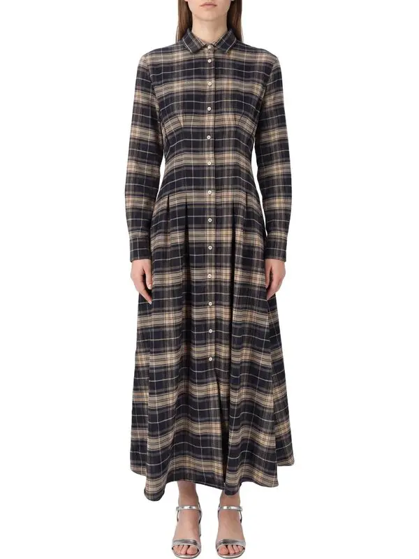 MC2 SAINT BARTH Midi Shirtdress In Viscose Blend With Classic Collar - Blue