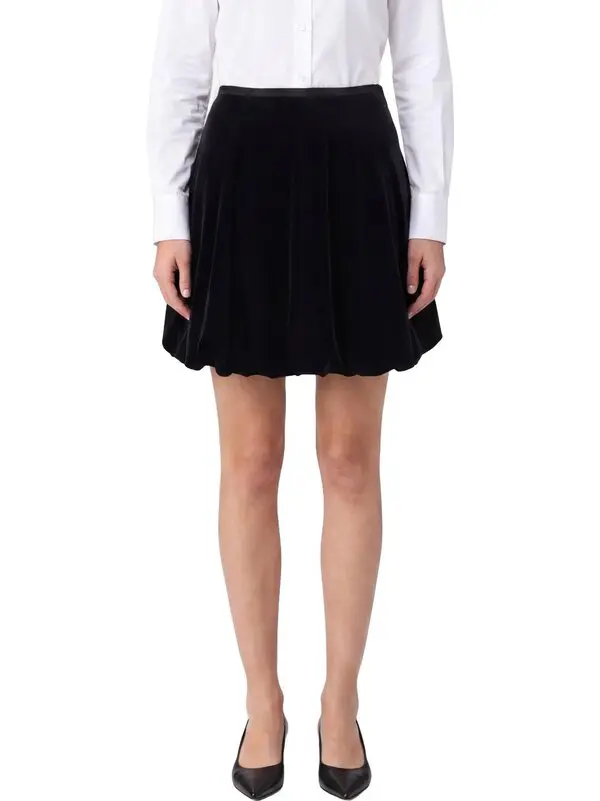 Emporio Armani High-waisted Velvet Balloon Midi Skirt - Black