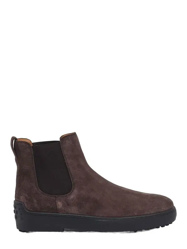 TOD'S Gommino Suede Chelsea Boots With T Timeless Logo - Dark