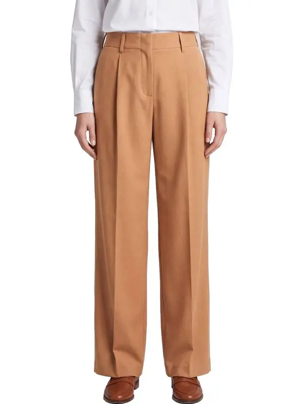 Herno High-waisted Technical Fabric Palazzo Trousers With Pleats - Camel