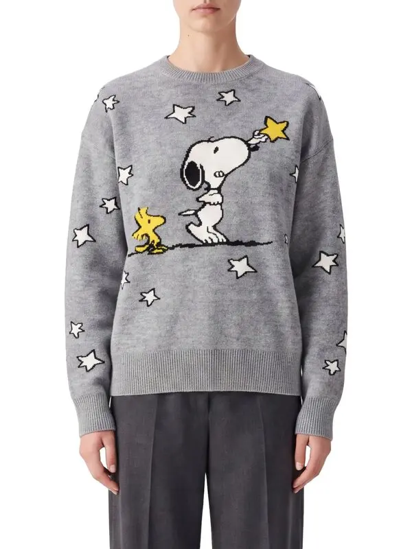 MC2 SAINT BARTH Graphic Print Wool And Cashmere Blend Crewneck Jumper - Grey