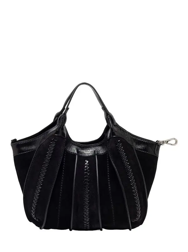 GIANNI CHIARINI Dua Embroidered Woven And Suede Leather Handbag - Black