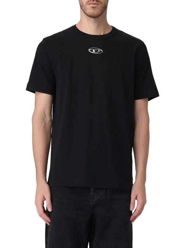 DIESEL® Oval D Logo Cotton Crewneck T-shirt - Black