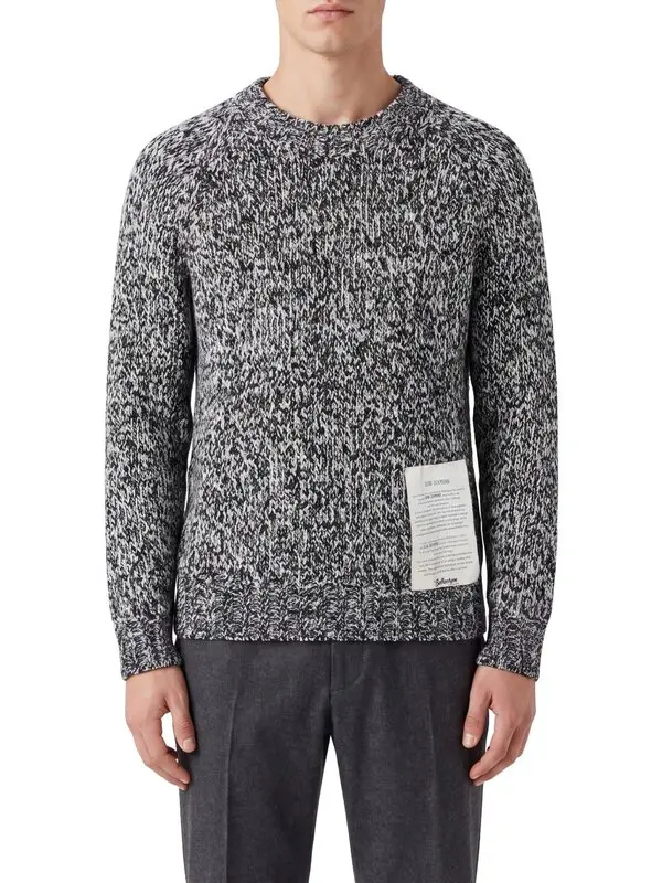 BALLANTYNE Raw Diamond Wool Blend Crewneck Jumper With Embroidered Patch - Black