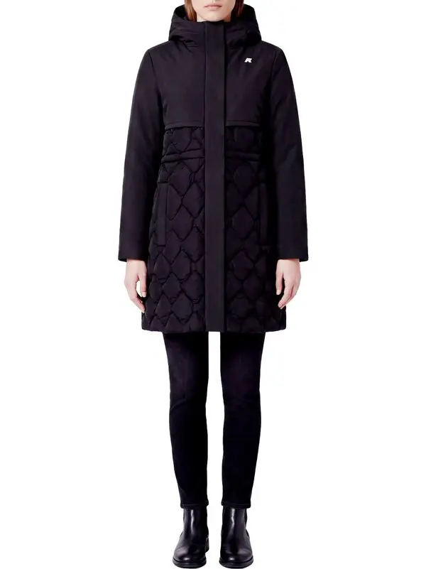K-WAY Long Quilted Parka With Hood And Primaloft® Technology - Black