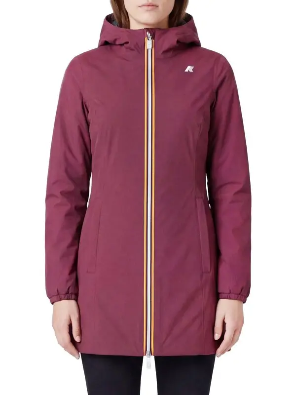 K-WAY Denise Long Reversible And Waterproof Hooded Windbreaker Jacket - Wine