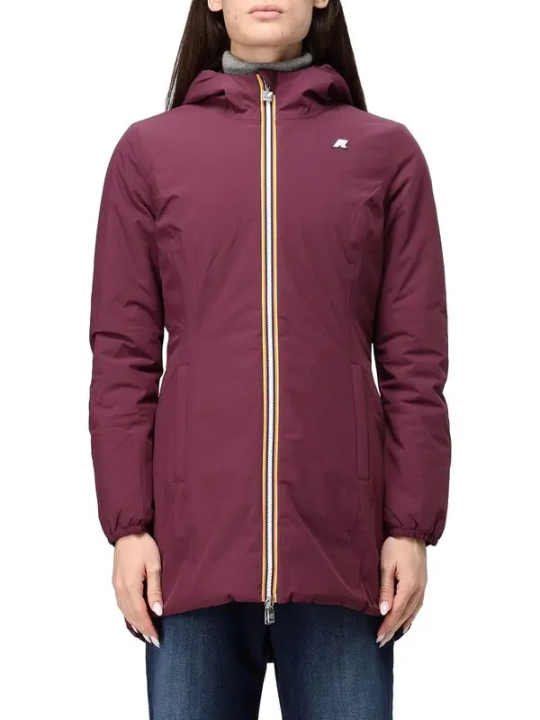 K-WAY Denise Long Reversible And Waterproof Hooded Windbreaker Jacket - Wine