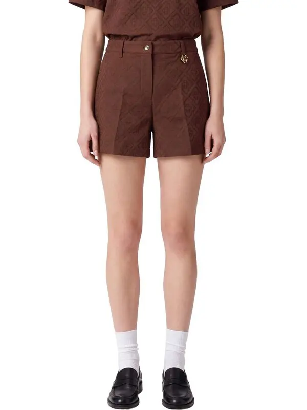 Casablanca Monogram Cotton Shorts With Logo Charm - Brown