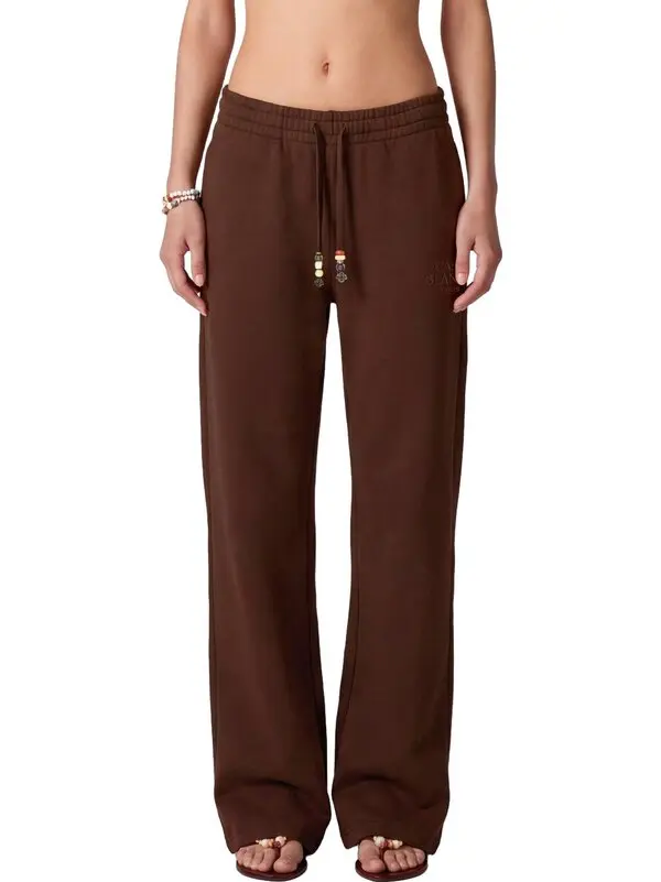 Casablanca Low-rise Wide Leg Jogging Trousers In Cotton And Cashmere - Brown