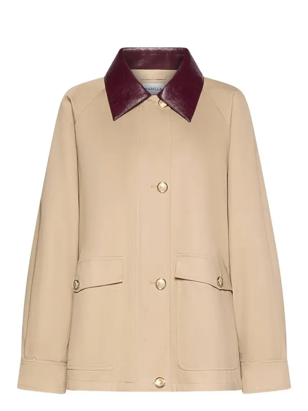 Marella Accent-collar Trench Coat - Beige