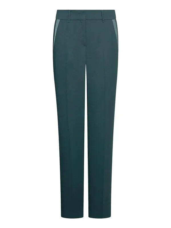 Marella Envers Satin Straight Trousers - Navy