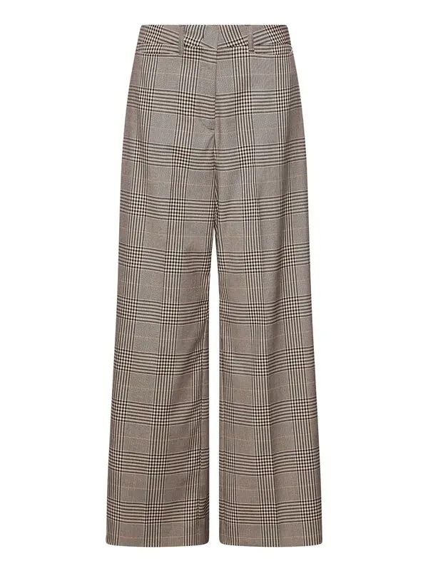 Marella Check Relaxed Trousers - Brown
