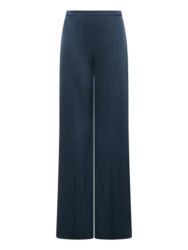 Marella Satin Wide-leg Trousers - Navy