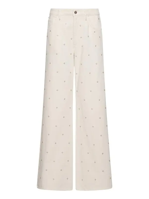 Marella Embellished Wide-leg Jeans - Beige