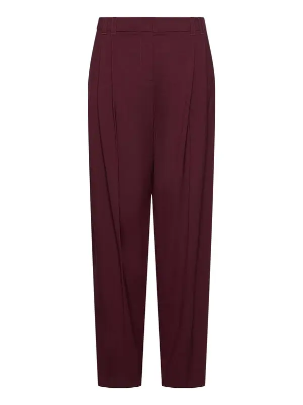 Marella Virgin Wool-blend Tailored Trousers - Burgundy