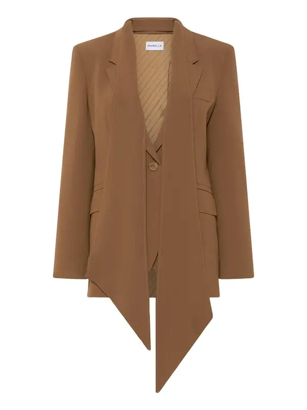 Marella Envers Satin Scarf-detail Blazer - Brown