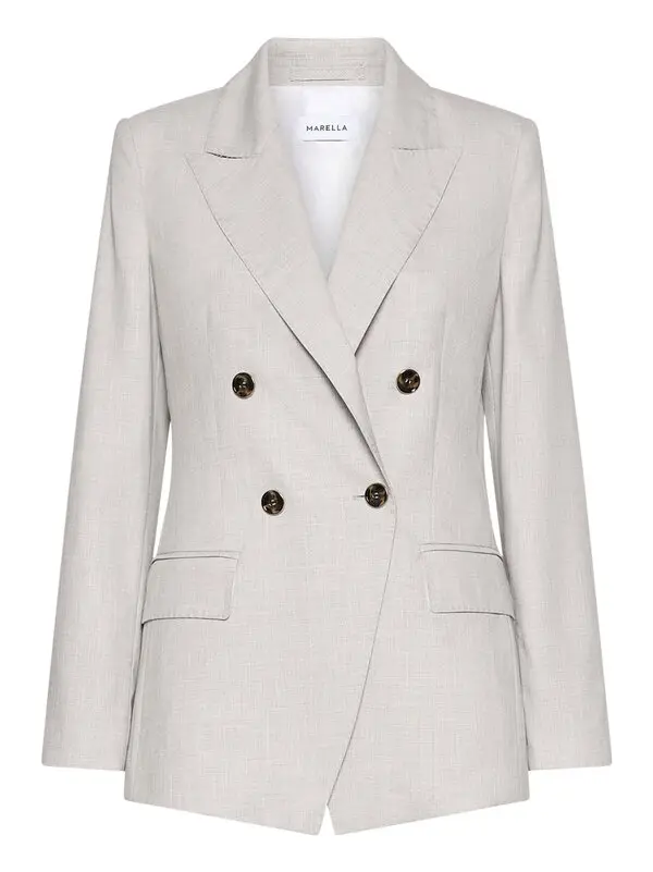 Marella Double-breasted Blazer - Grey