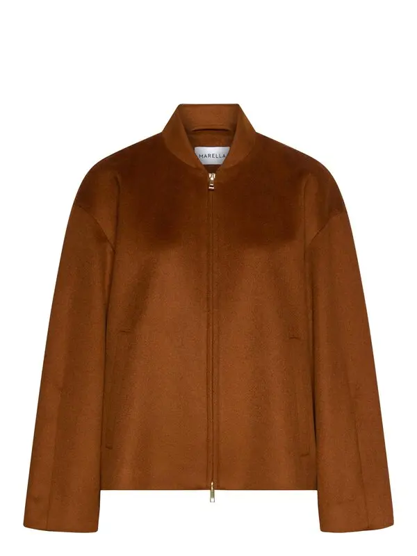 Marella Virgin Wool-cashmere Bomber Jacket - Brown