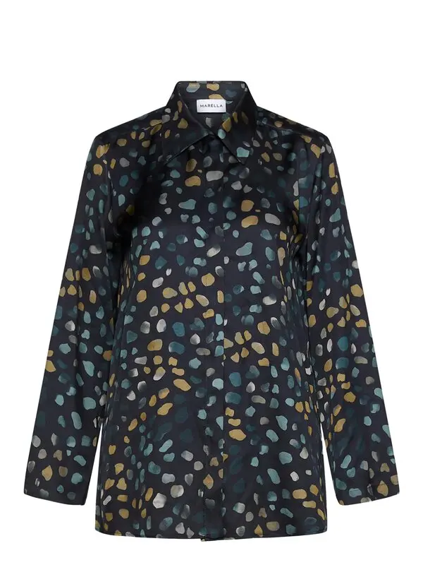 Marella Twill Printed Shirt - Navy
