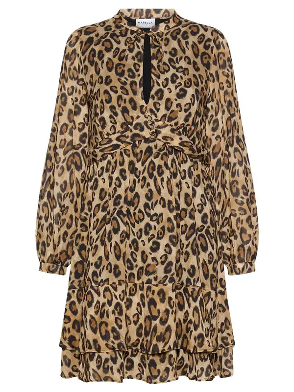 Marella Georgette Leopard-print Midi Dress - Beige