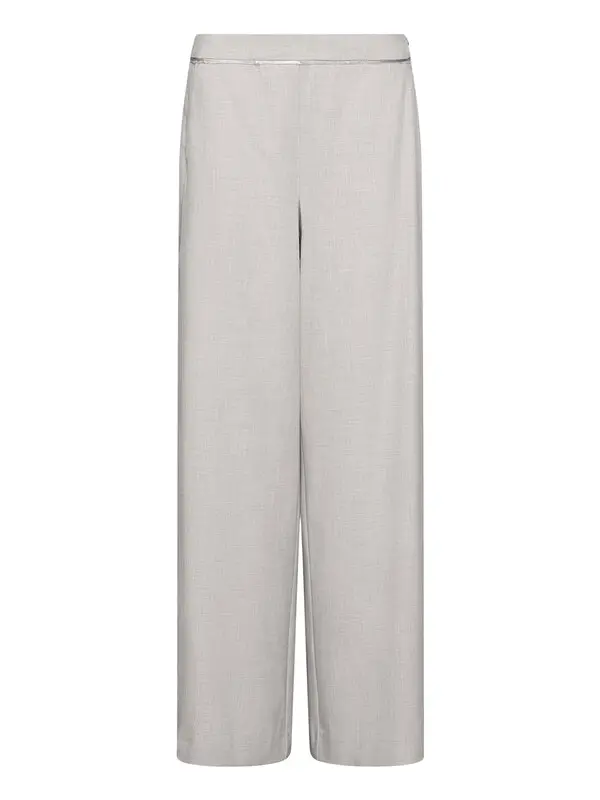 Marella Satin-trim Wide-leg Trousers - Grey